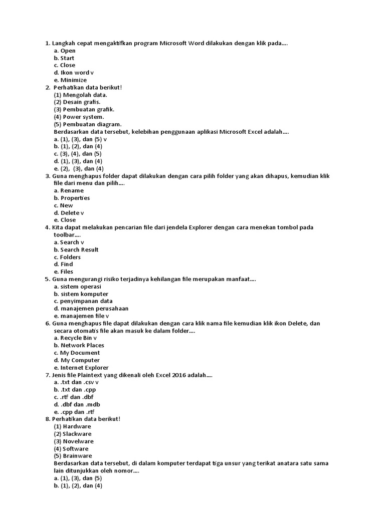 Soal Uts Informatika Kelas X | PDF