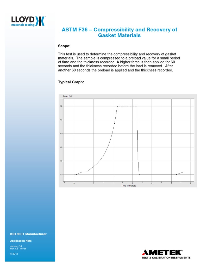 ASTM F36 - Compressibility and Recovery of Gasket Materials: (Type Text) | PDF