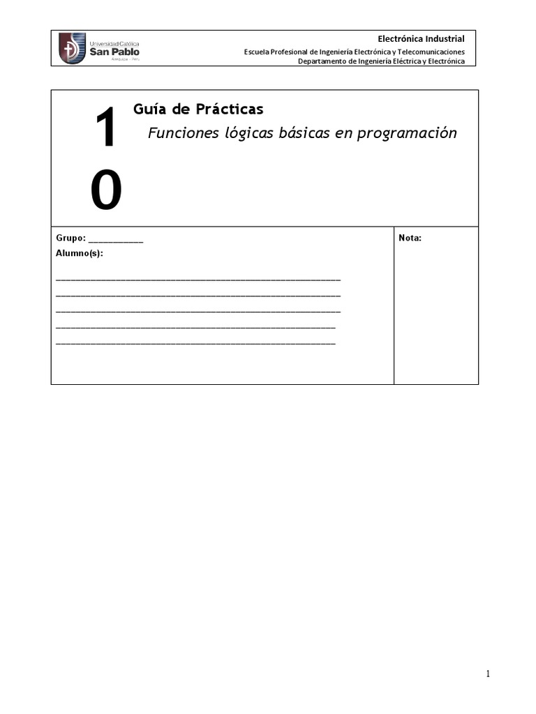 Lab10. Funciones Lógicas Básicas en Programación | PDF | Electrónica ...
