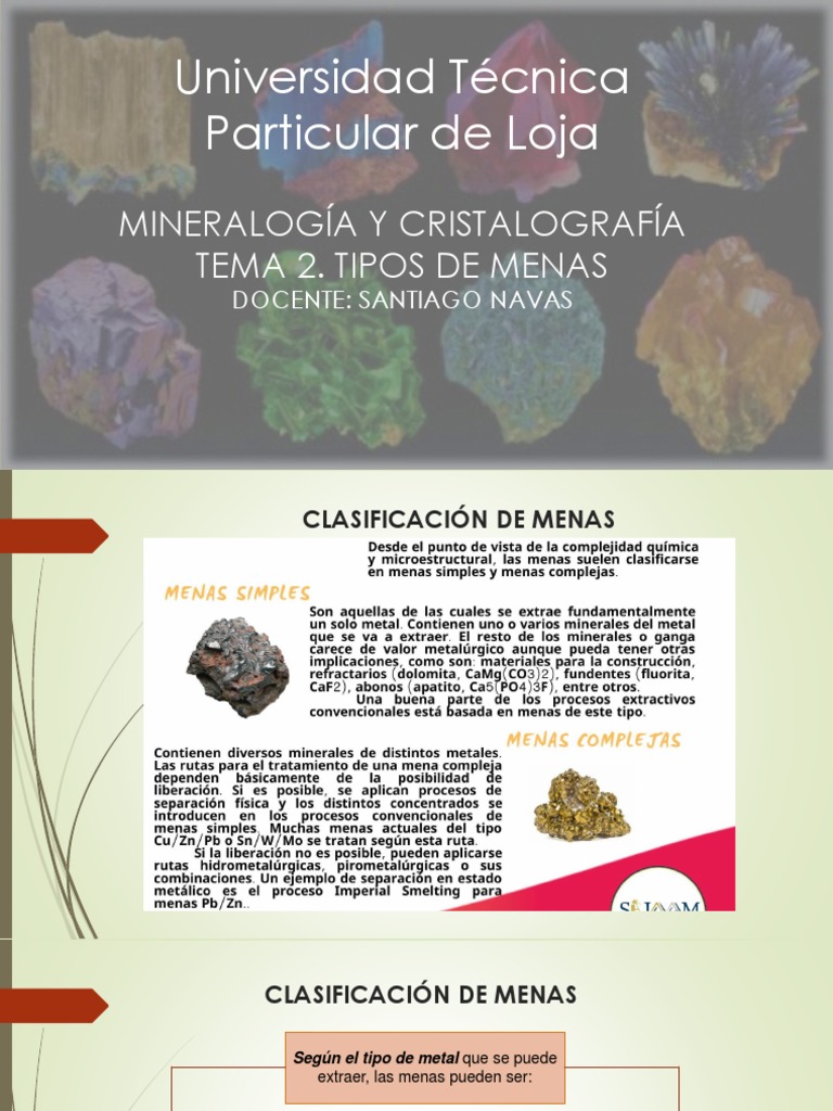 Clasificación de Menas Metálicas en Guatemala | PDF | Mineral | Mineralogía