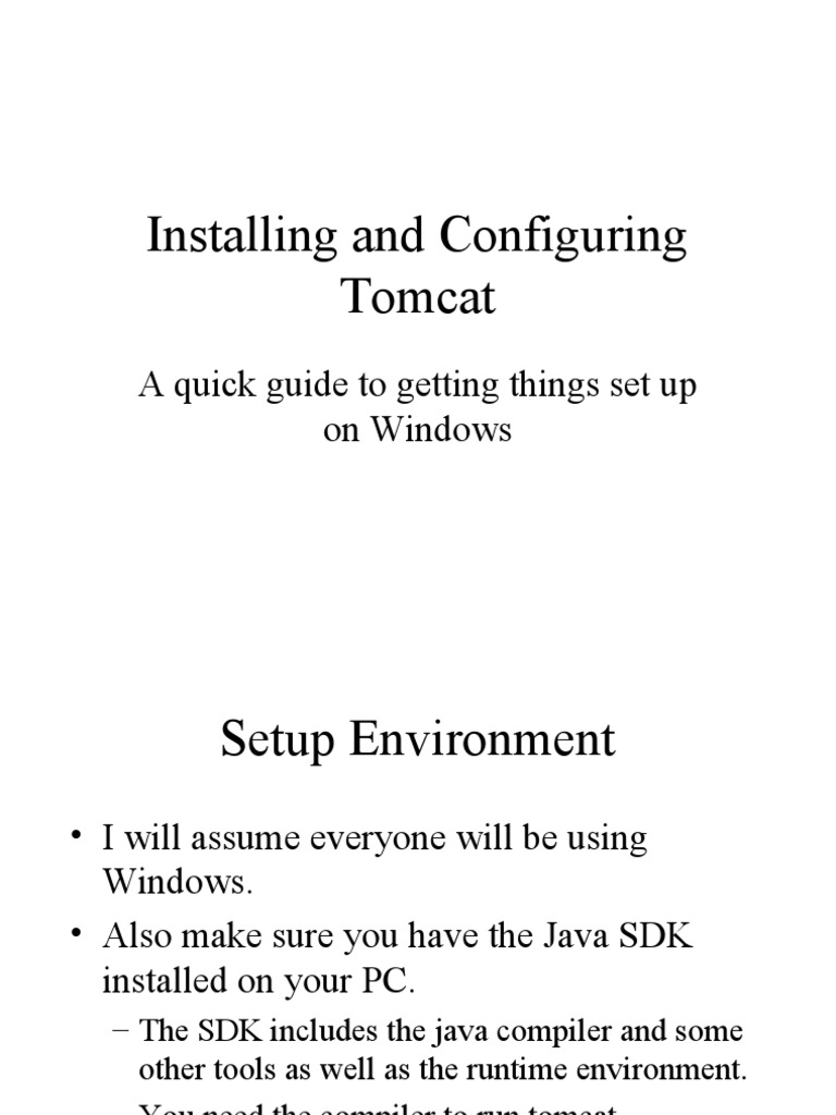 Installing And Configuring Tomcat A Quick Guide To Getting Things Set Up On Windows Pdf