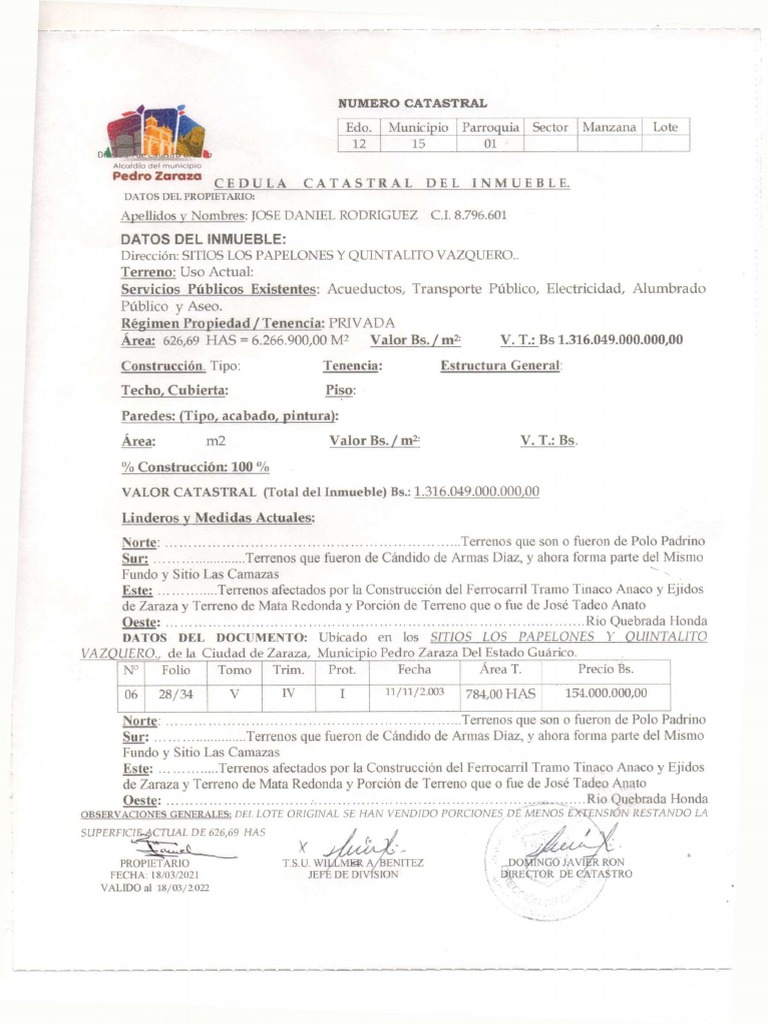 Cedula Catastral PDF | PDF | Transporte