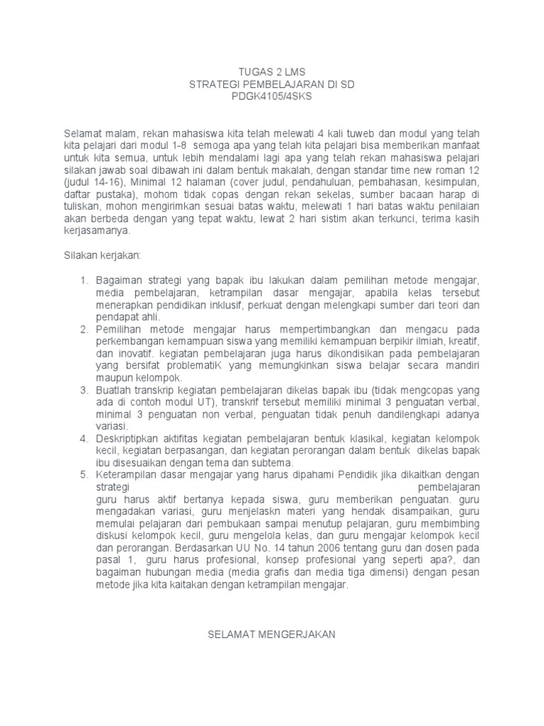 Tugas 2 Lms Pdgk41054sks | PDF