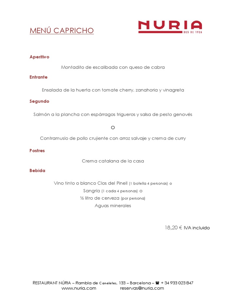 Restaurant Núria Menús 2021 Cas | PDF | ensalada | Cocina asiática
