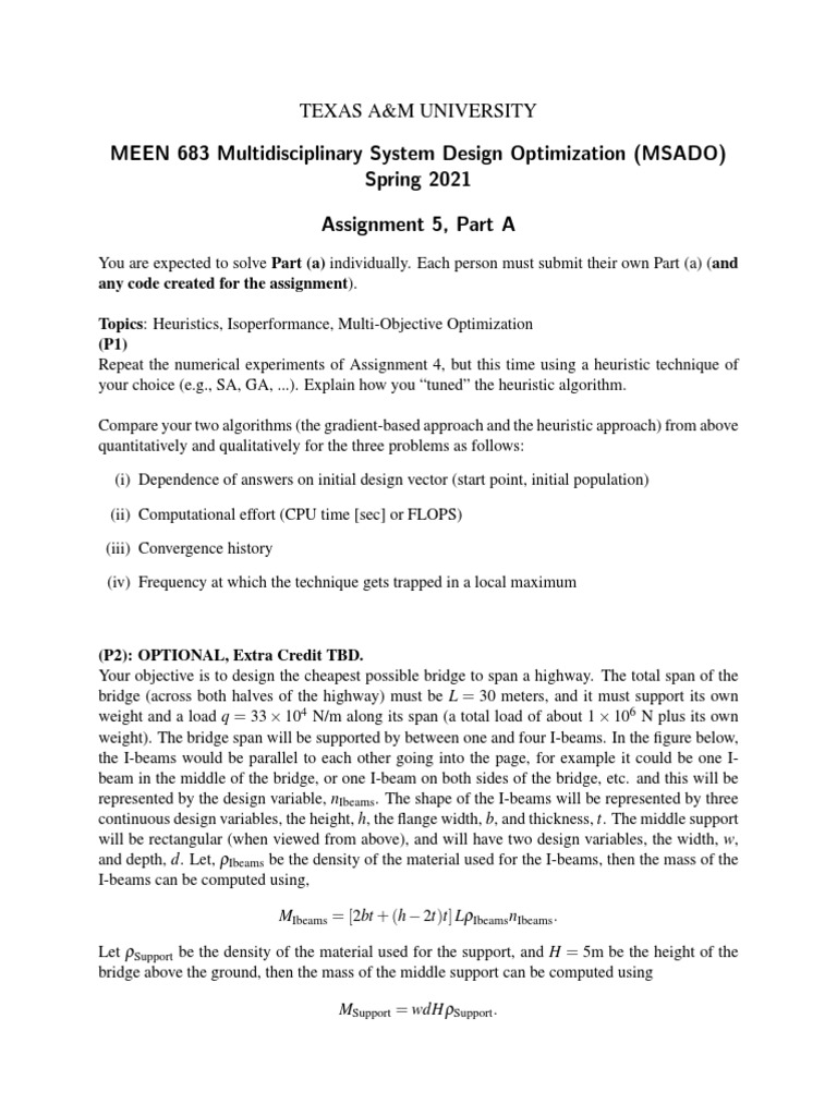 Texas A&M University MEEN 683 Multidisciplinary System Design Optimization (MSADO) Spring 2021 ...