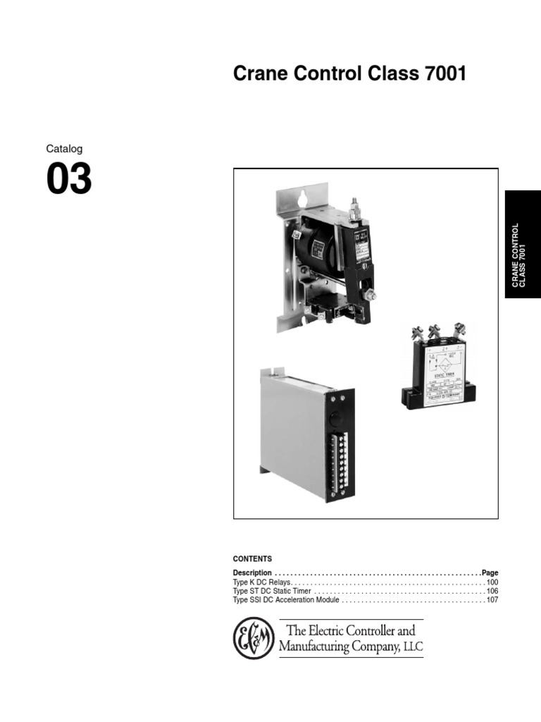 Crane Control Catalog 7001 Relay Section | PDF | Relay | Electric Motor