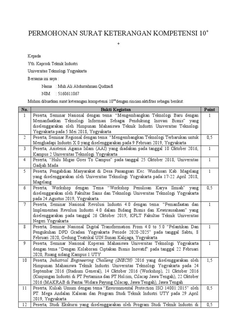 Template Surat Permohonan Sertifikat Kompetensi 10 - Muh Ali | PDF | Komputer