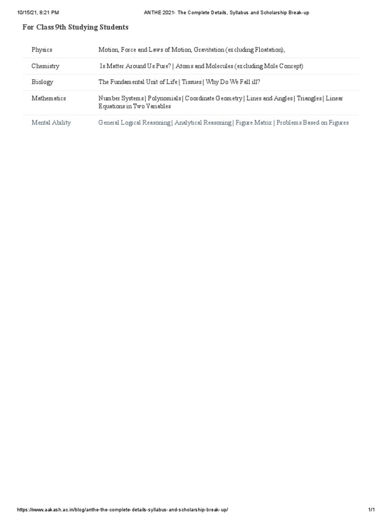 ANTHE 2021 Syllabus | PDF