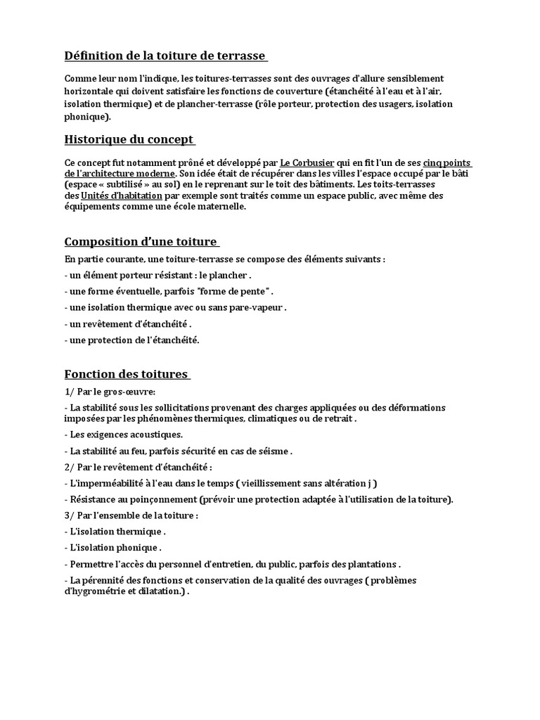 Définition de La Toiture de Terrasse | PDF | Énergie solaire photovoltaïque | Asphalte