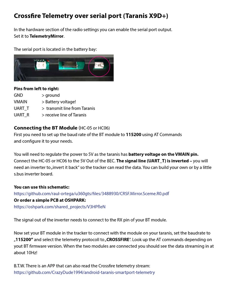 Crossfire Telemetry From Taranis X9D Plus | PDF
