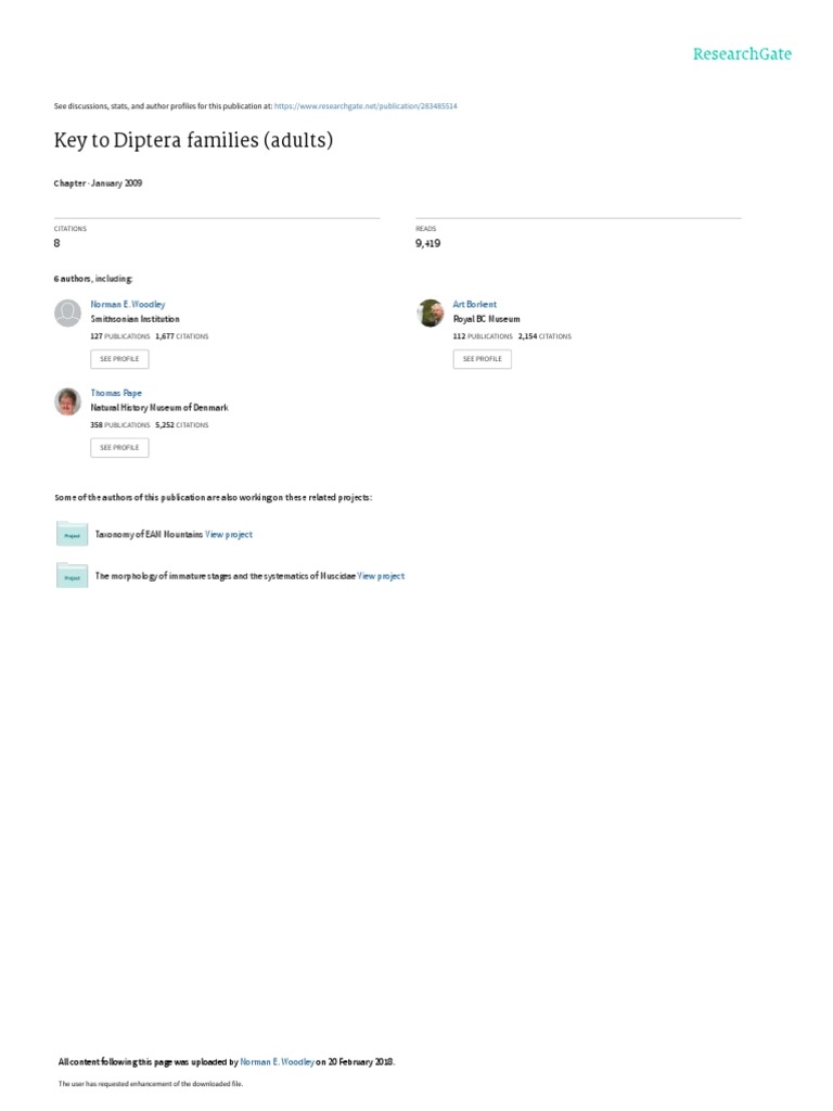 Key to Diptera Families (Adults) | PDF | Social Science