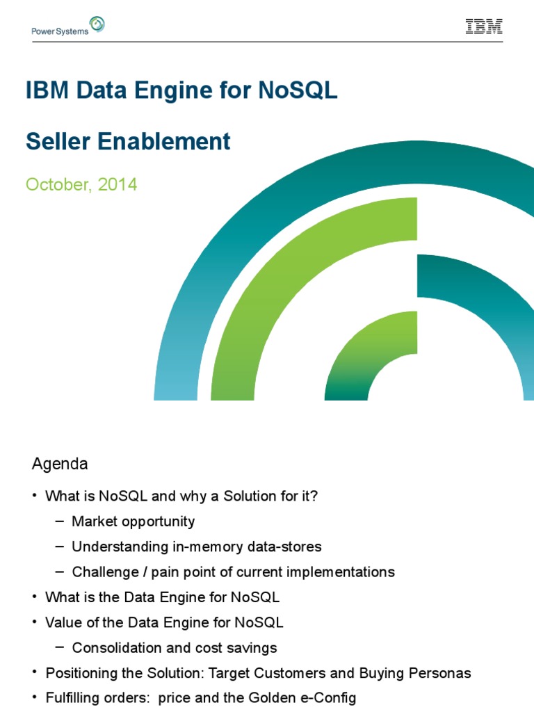Ibm Data Engine For Nosql Seller Enablement: October, 2014 | PDF | Databases | Relational Database