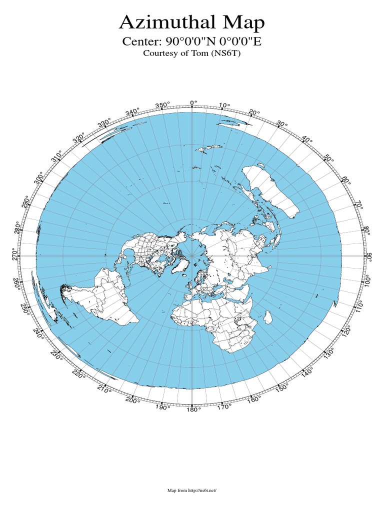 North Pole Centered Azimuthal Map | PDF | Cartography | Geography