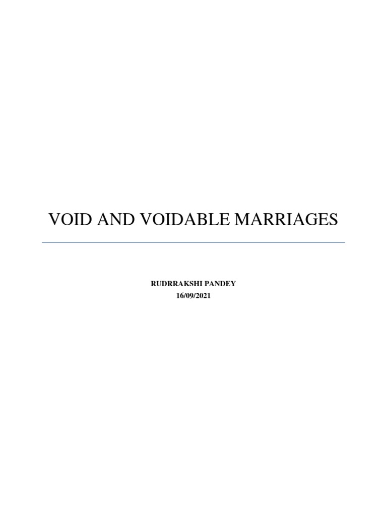 Rudrrakshi Pandey (Void and Voidable Marriages) | PDF | Annulment | Marriage