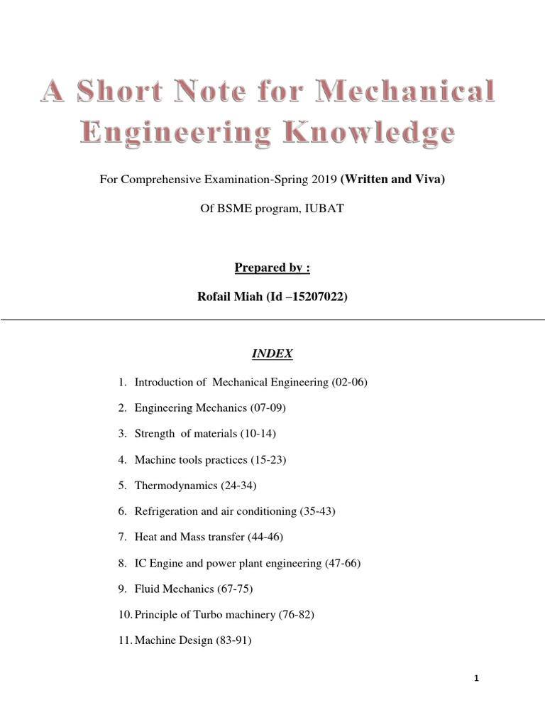 A Short Note For Mechanical Engineering Knowledge (03!03!19) | Download Free PDF | Gear ...