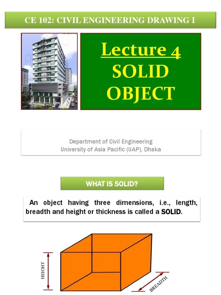 Solid Object: Ce 102: Civil Engineering Drawing I | PDF | Tetrahedron ...