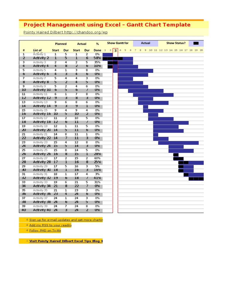 Project Management Using Excel - Gantt Chart Template | PDF | Works