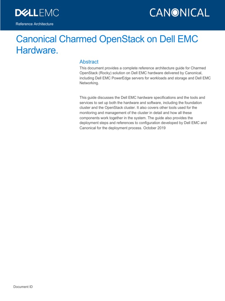 Canonical Charmed Openstack On Dellemc Hardware | PDF | Open Stack | Cloud Computing