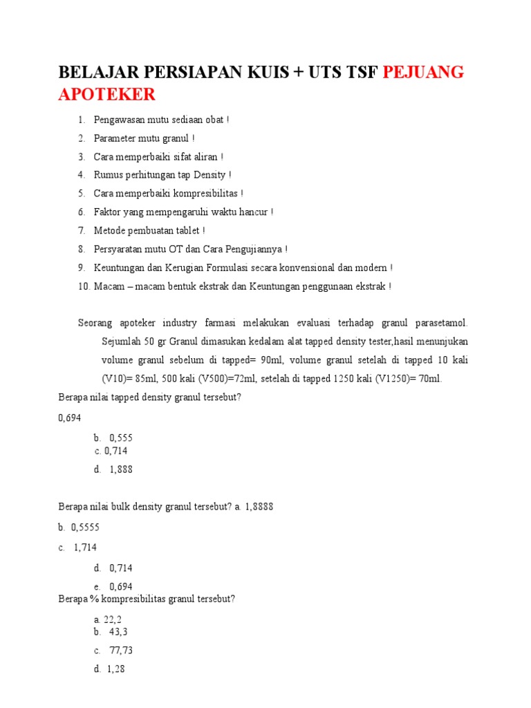 Belajar Persiapan Kuis + Uts TSF | PDF