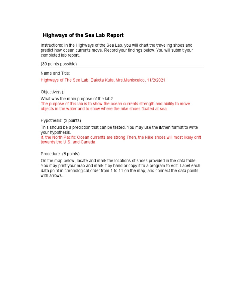 Highways of The Sea Lab Report | PDF | Sea | Physical Geography