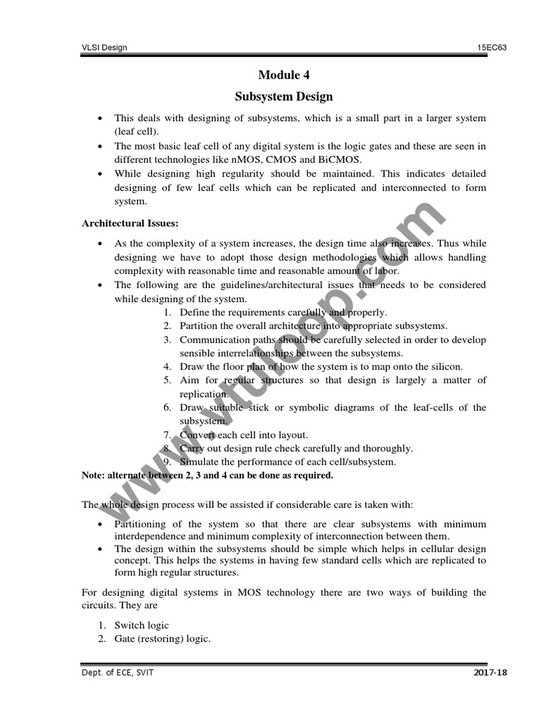 Subsystem Design: Architectural Issues | PDF | Logic Gate | Cmos