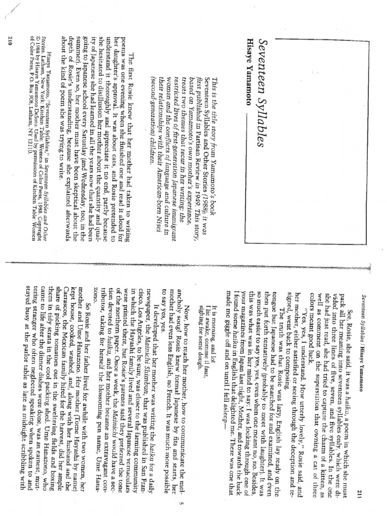 Seventeen Syllables | PDF