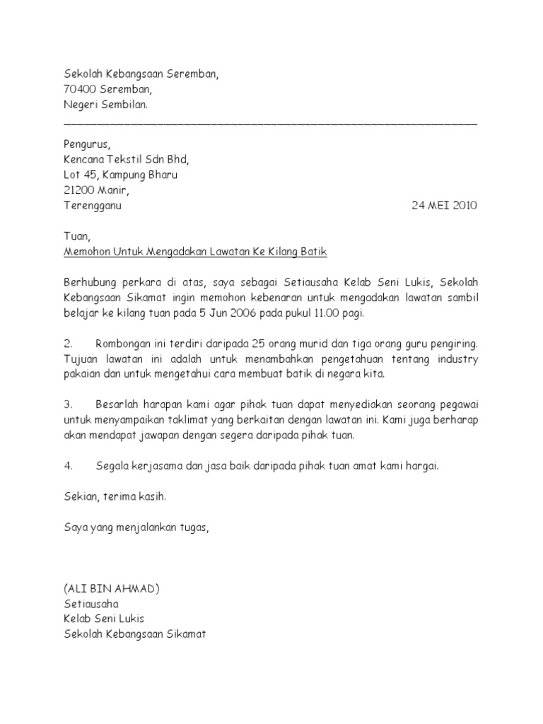 Contoh Surat Rasmi | PDF