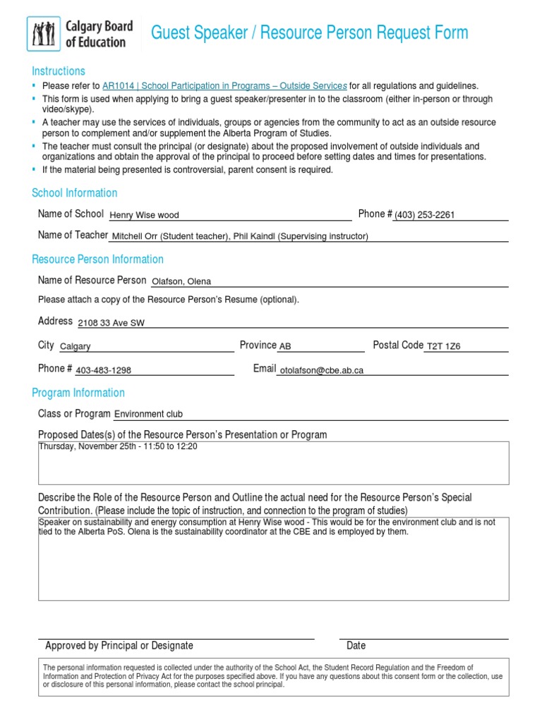 Guest Speaker Request Form | PDF | Privacy | Civil Rights And Liberties