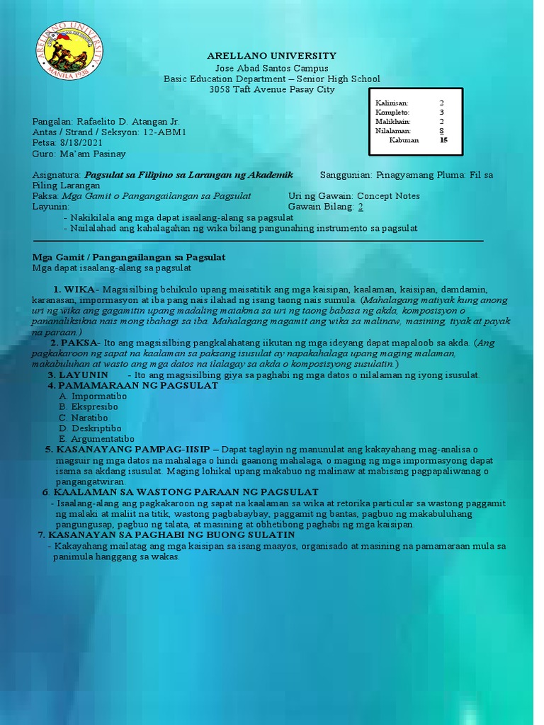 DLP 2 L02 Atangan 12 ABM1 | PDF