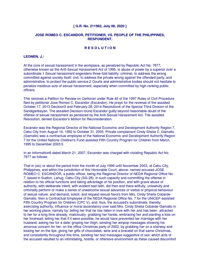 Jose Romeo Escandor vs. People of The Philippines | PDF | Sexual ...