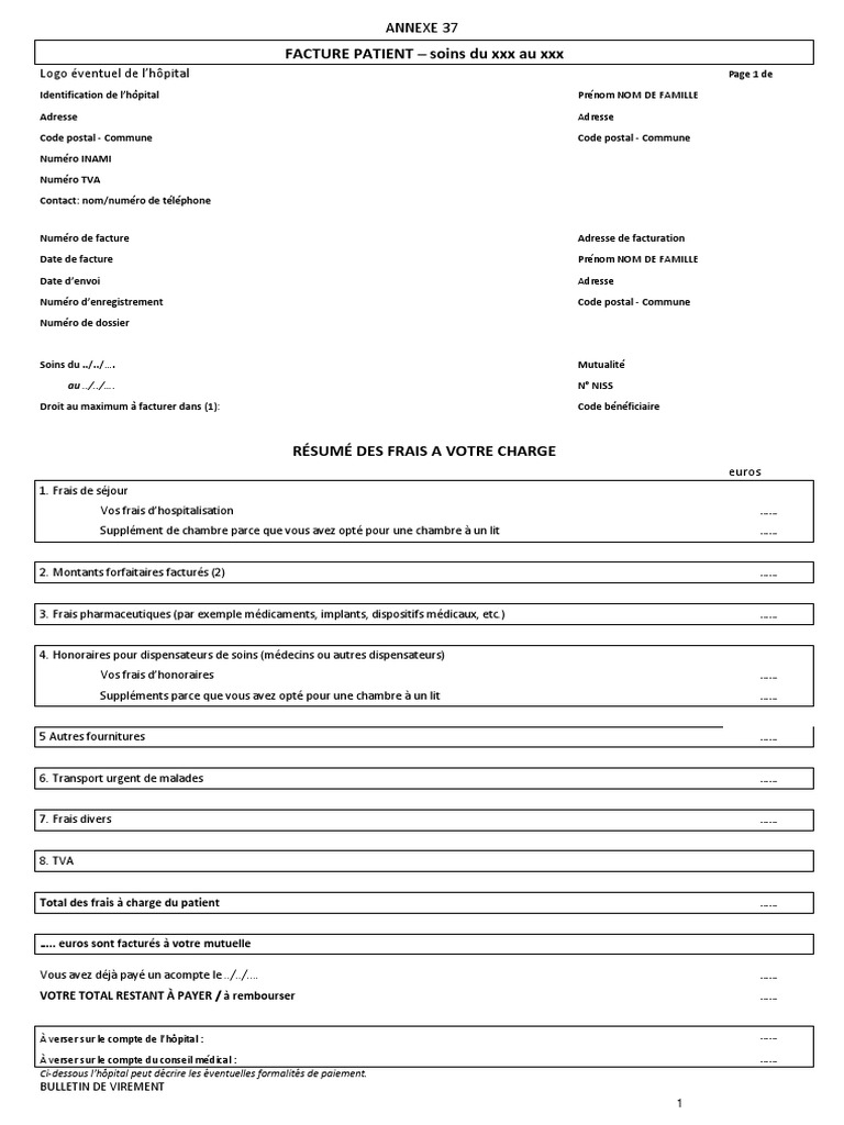 Facture d'Hôpital : Détails et Paiement | PDF | Hôpital | Facture