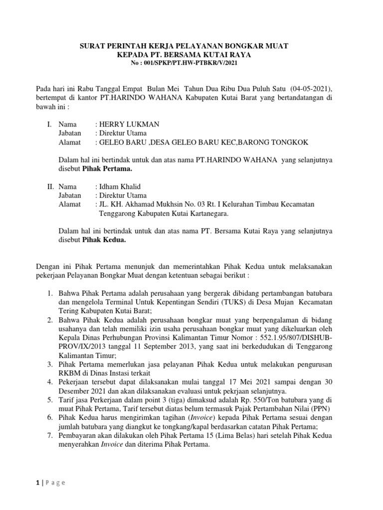 2021 04 27 PENUNJUKAN PBM BKR (1) CVCVC | PDF