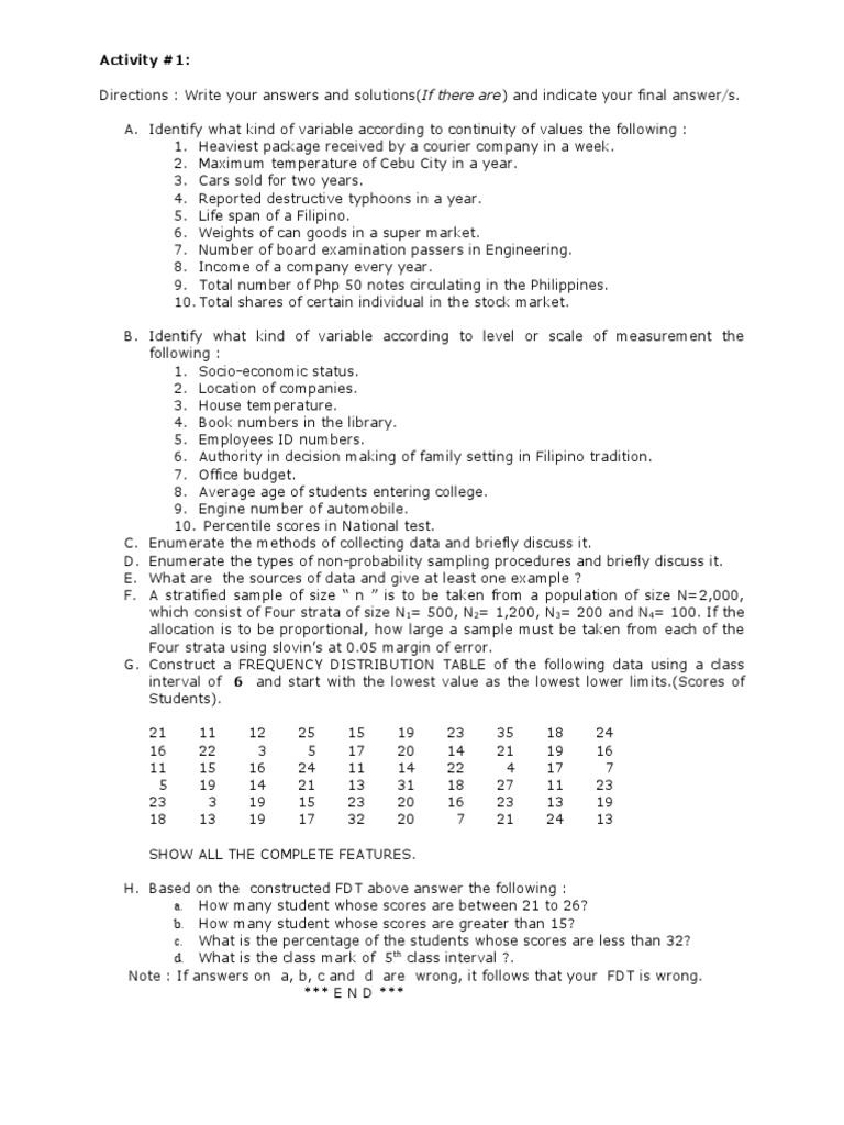 STAT (Assignment #1) | PDF | Statistics | Sampling (Statistics)