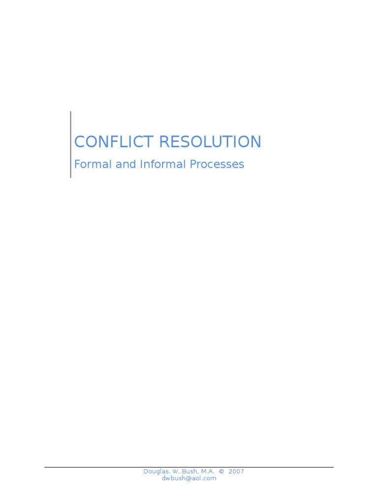 Conflict Resolution - Informal and Formal Processes | PDF | Mediation ...