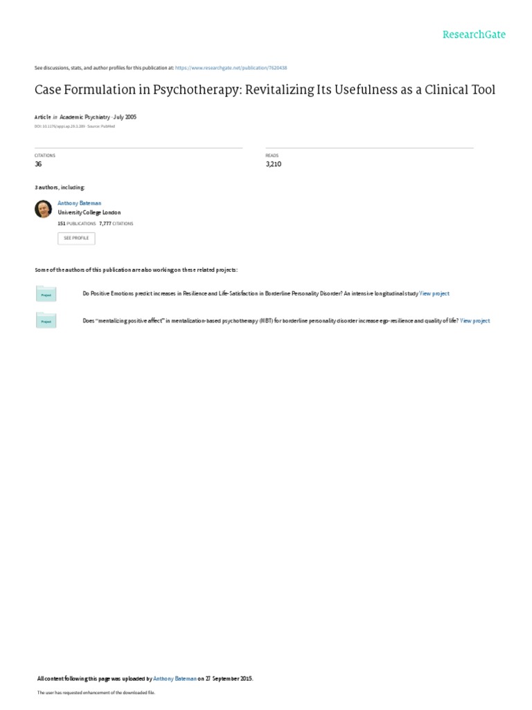 Case Formulation in Psychotherapy | PDF | Psychotherapy | Psychiatry