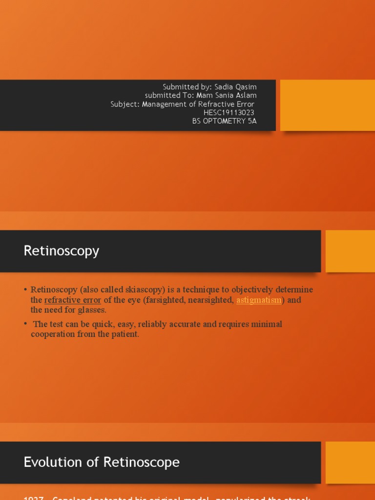 Submitted By: Sadia Qasim Submitted To: Mam Sania Aslam Subject: Management of Refractive Error ...