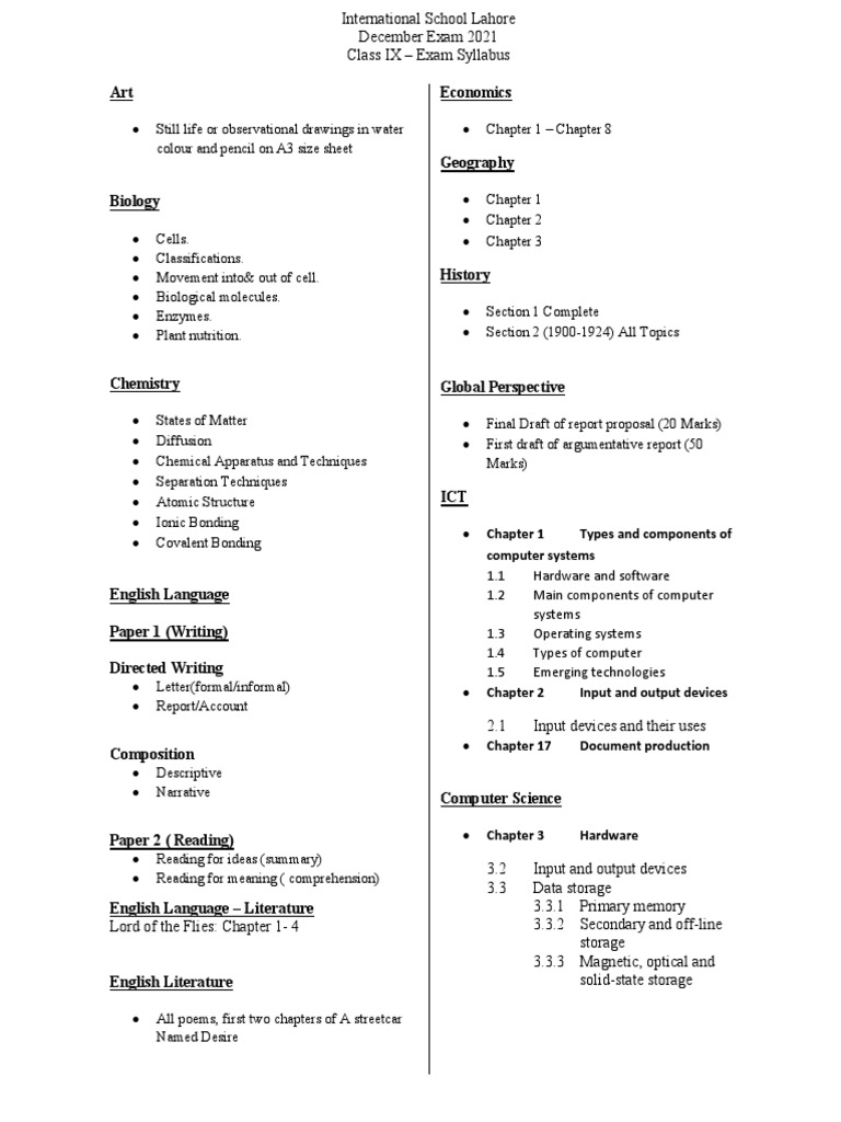 Grade 9 Syllabus | PDF | Computer Data Storage | Chemical Bond