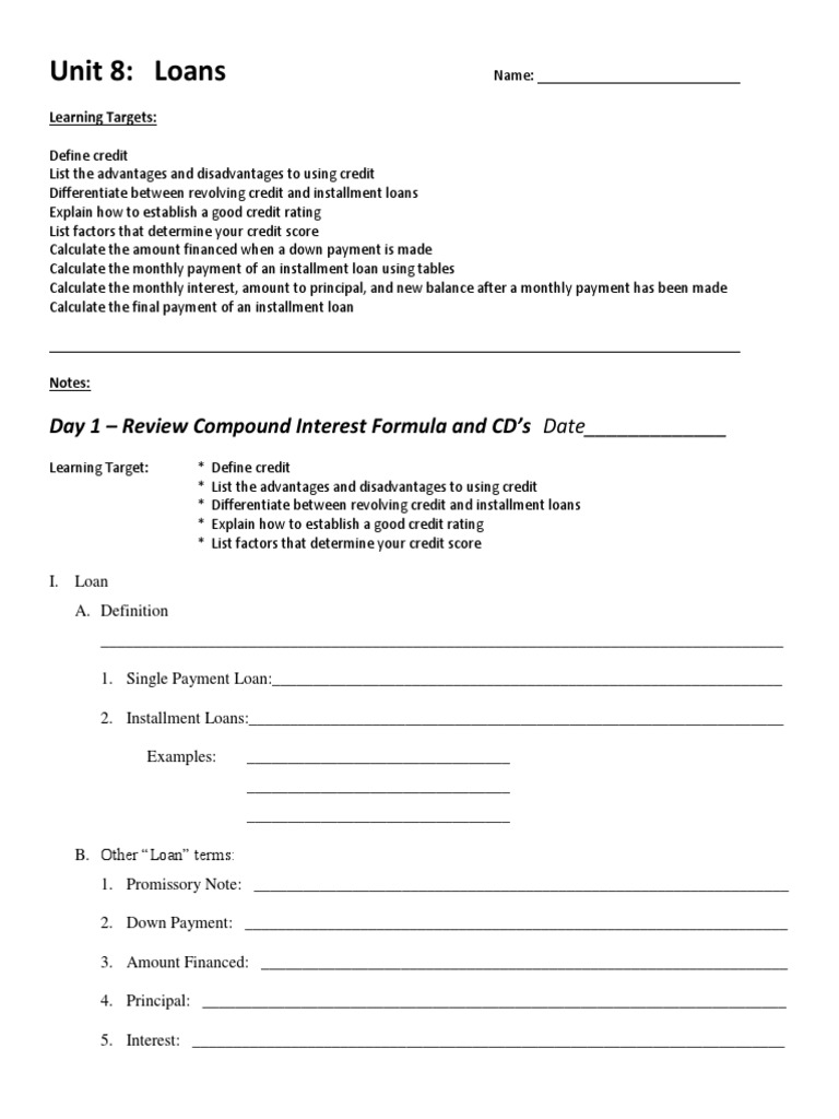 Loans Notes and Examples | PDF | Credit | Finance & Money Management