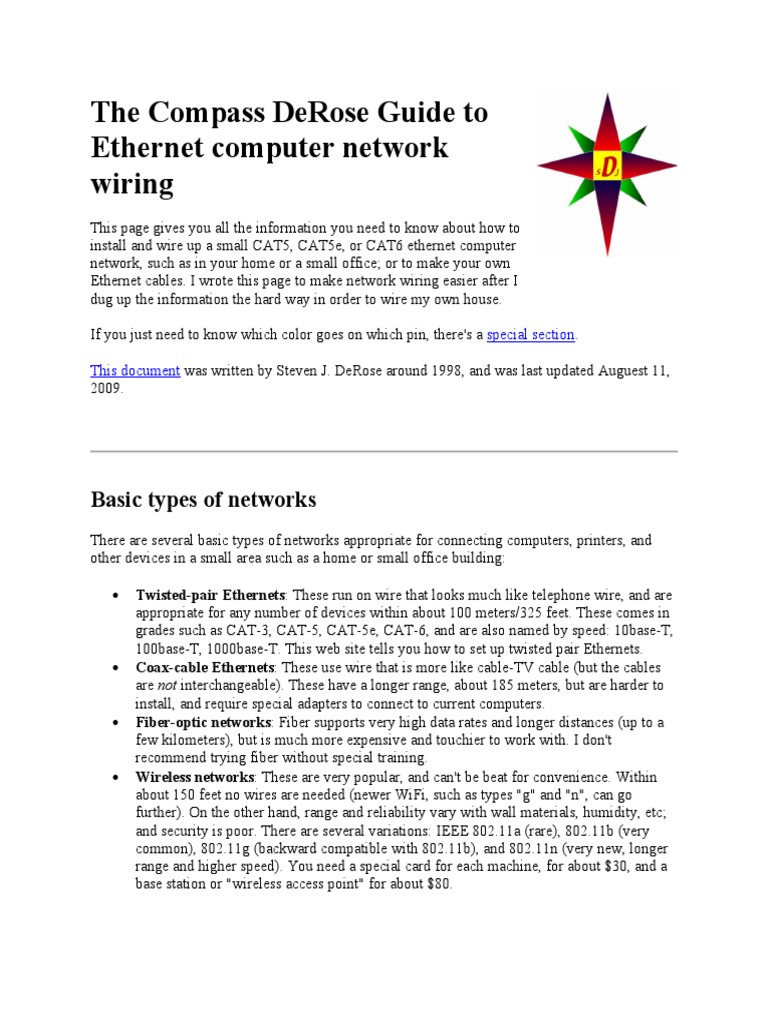 The Compass Derose Guide To Ethernet Computer Network Wiring | Download ...