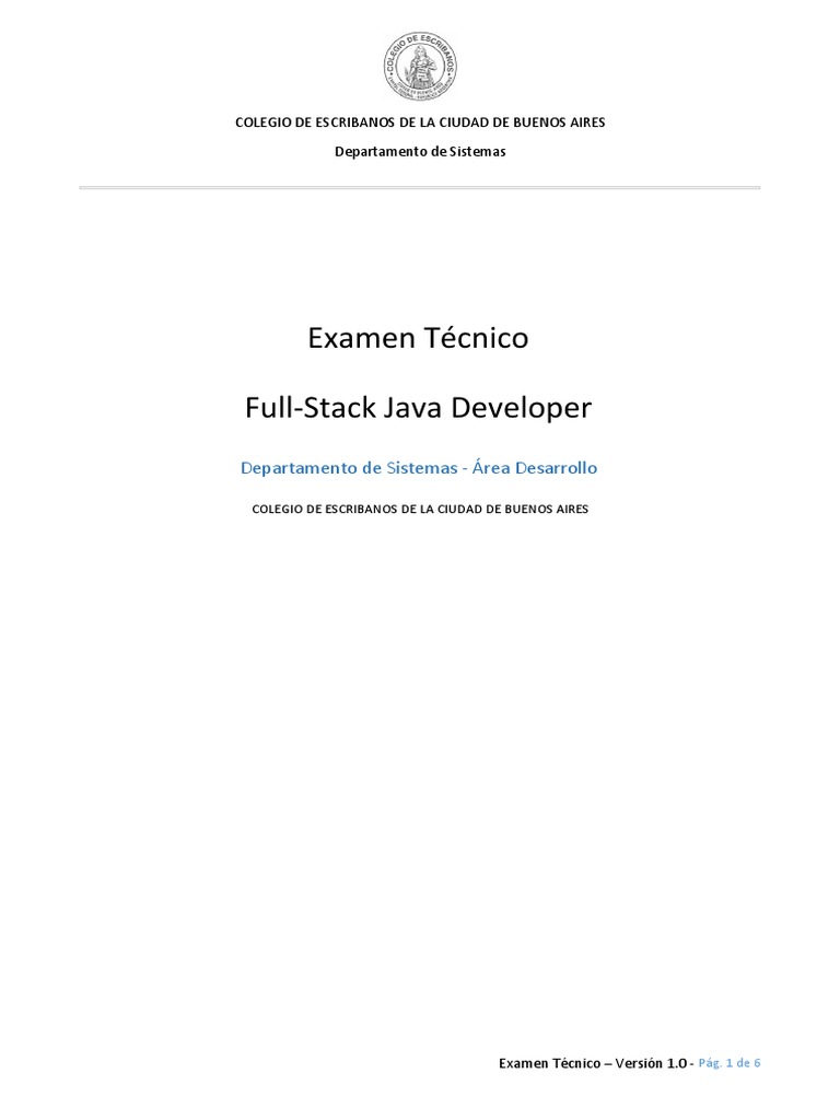 Examen Técnico - Full-Stack Java Developer | PDF | Programación de computadoras | Desarrollo de ...