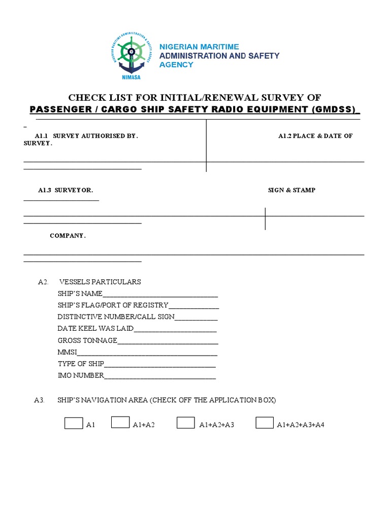 GMDSS Safety Radio Equipment Checklist | PDF | Telecommunications ...
