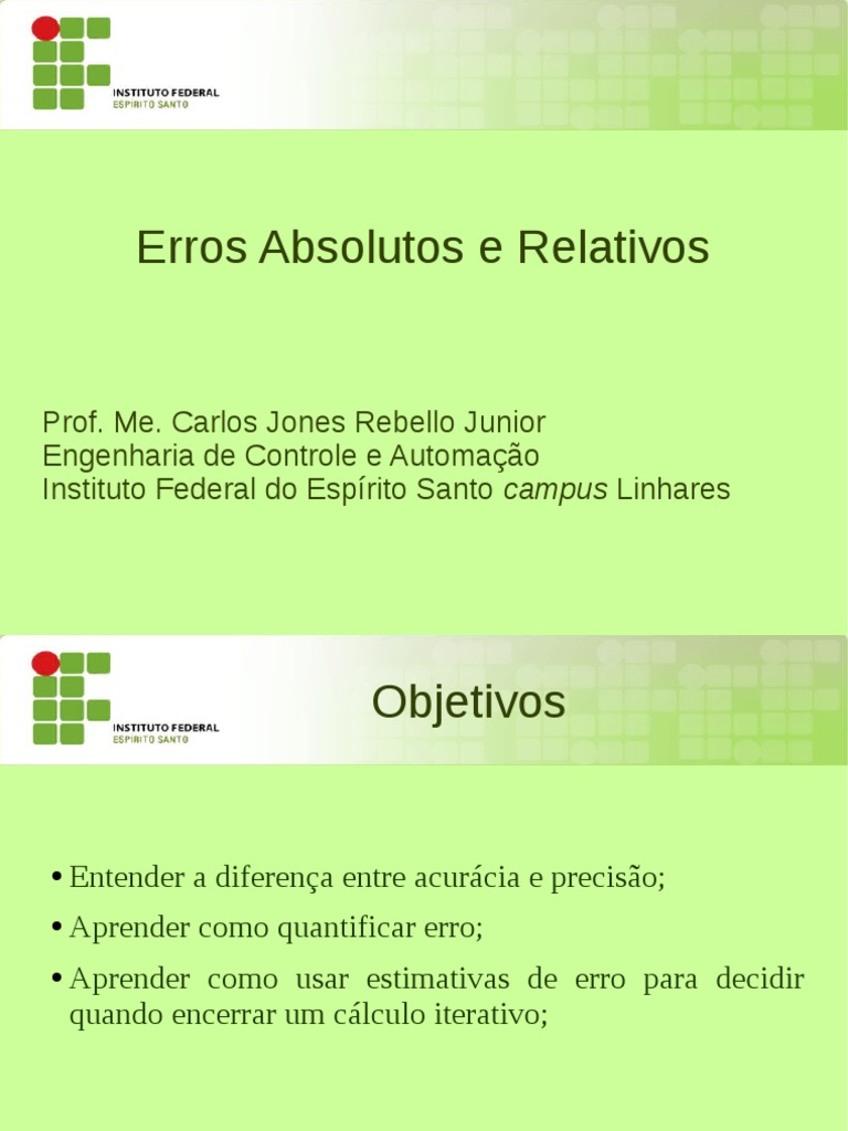 Erro Absoluto e Relativo | PDF | Análise numérica | Cálculo