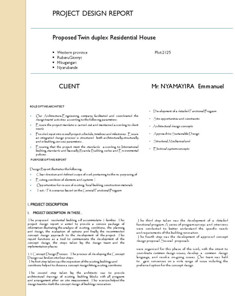 Project Design Report: Proposed Twin Duplex Residential House | PDF ...