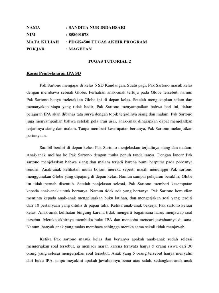 TT2 Tap - Sandita Nur Indahsari - 858691078 | PDF | Kajian Bahasa Asing