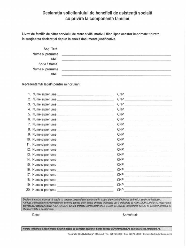 Declaratie Componenta Familie | PDF