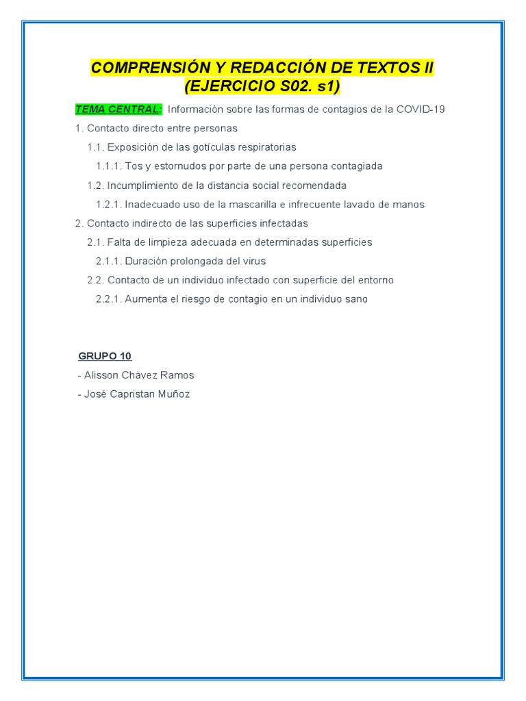 Contagio COVID-19: Contacto directo e indirecto | PDF