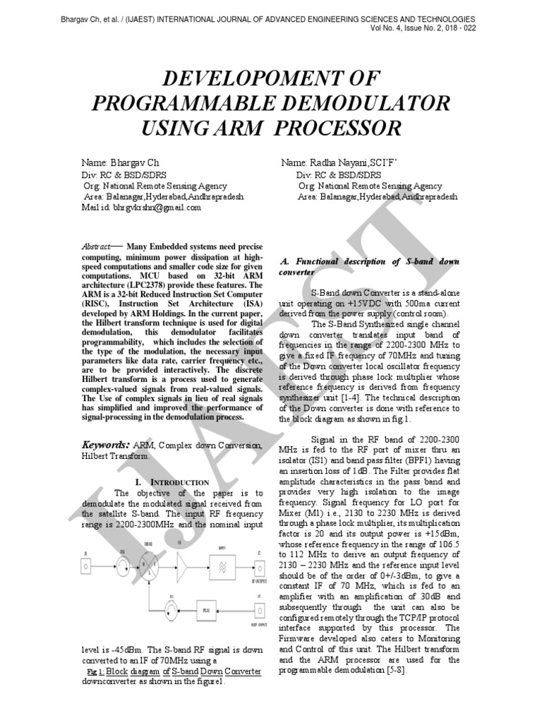 5 Ijaest Vol No.4 Issue No.2 Developoment of Programmable Demodulator Using Arm Processor 018 ...