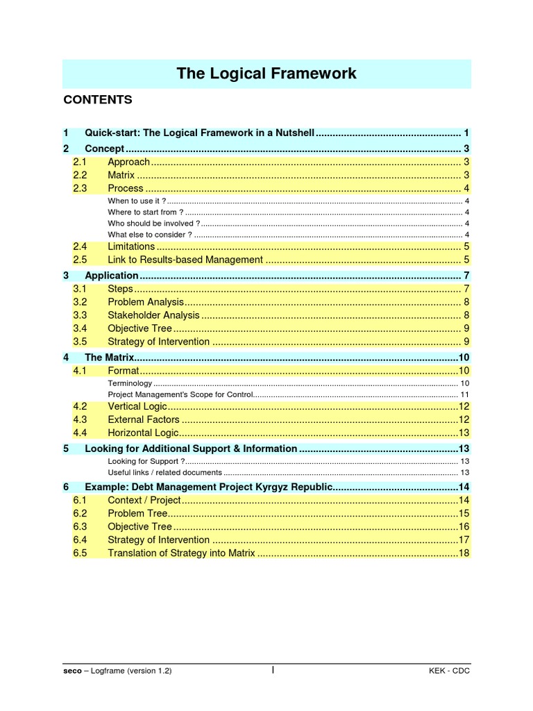 Logical Framework - User Manual | PDF | Project Management | Risk
