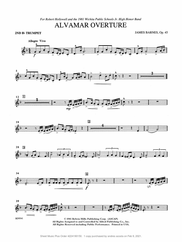 Alvamar Overture 2nd B Flat Trumpet-2 | PDF
