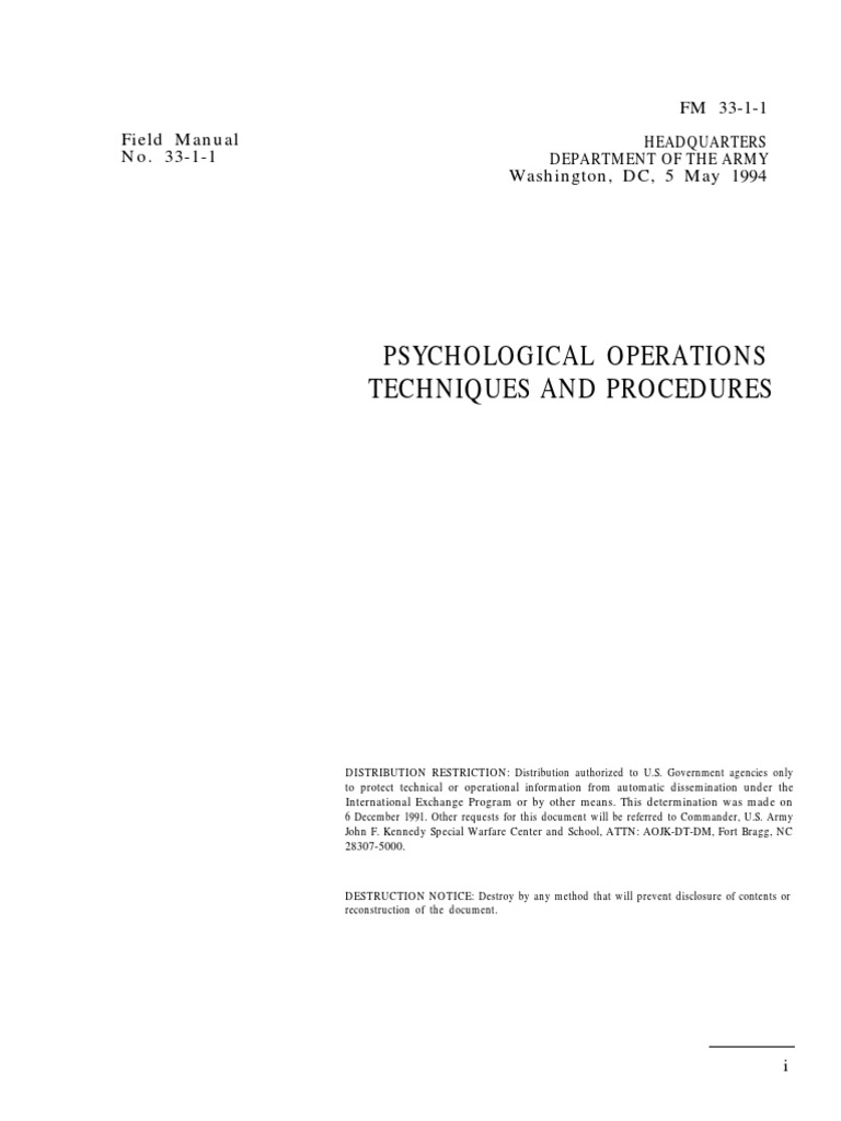 PSYOP Techniques and Procedures Manual | PDF | Target Audience ...